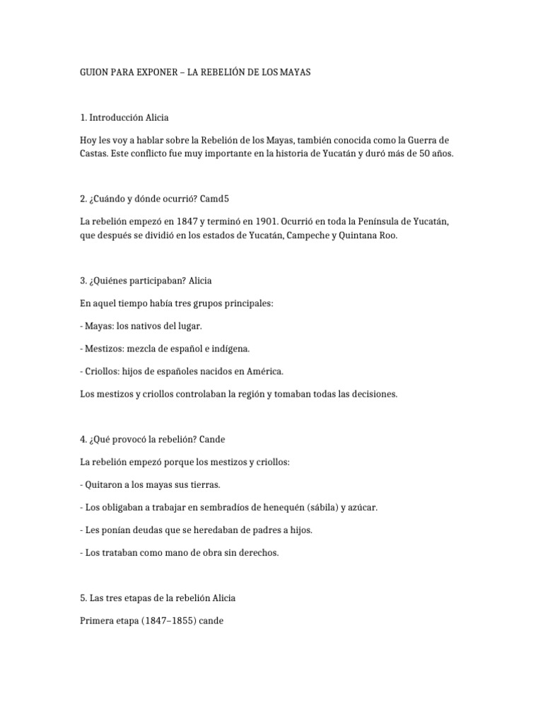 Guion Rebelion Mayas | PDF | Pueblos mayas | México