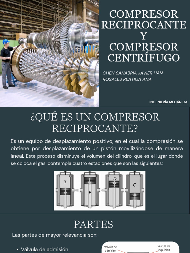 Compresor Reciprocante y Compresor Centrifugo | PDF | Turbina | Pistón