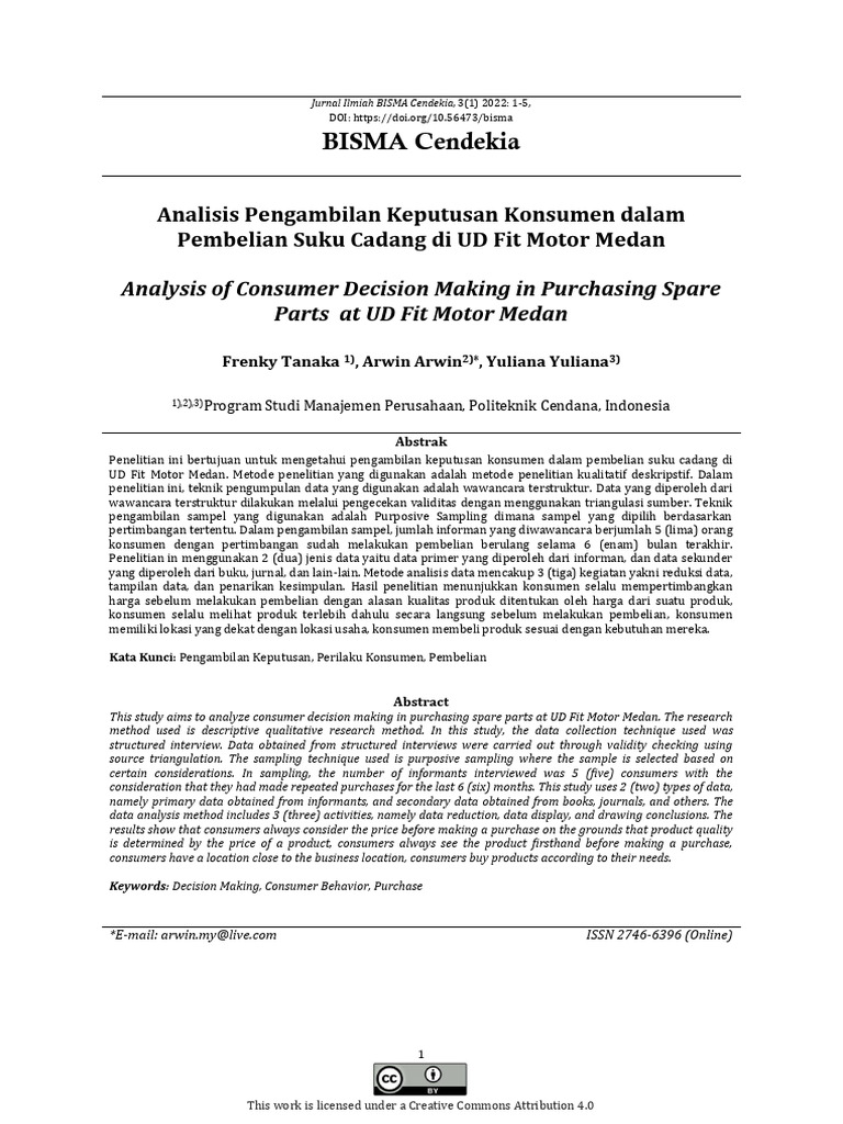 Analisis Keputusan Konsumen Suku Cadang | PDF
