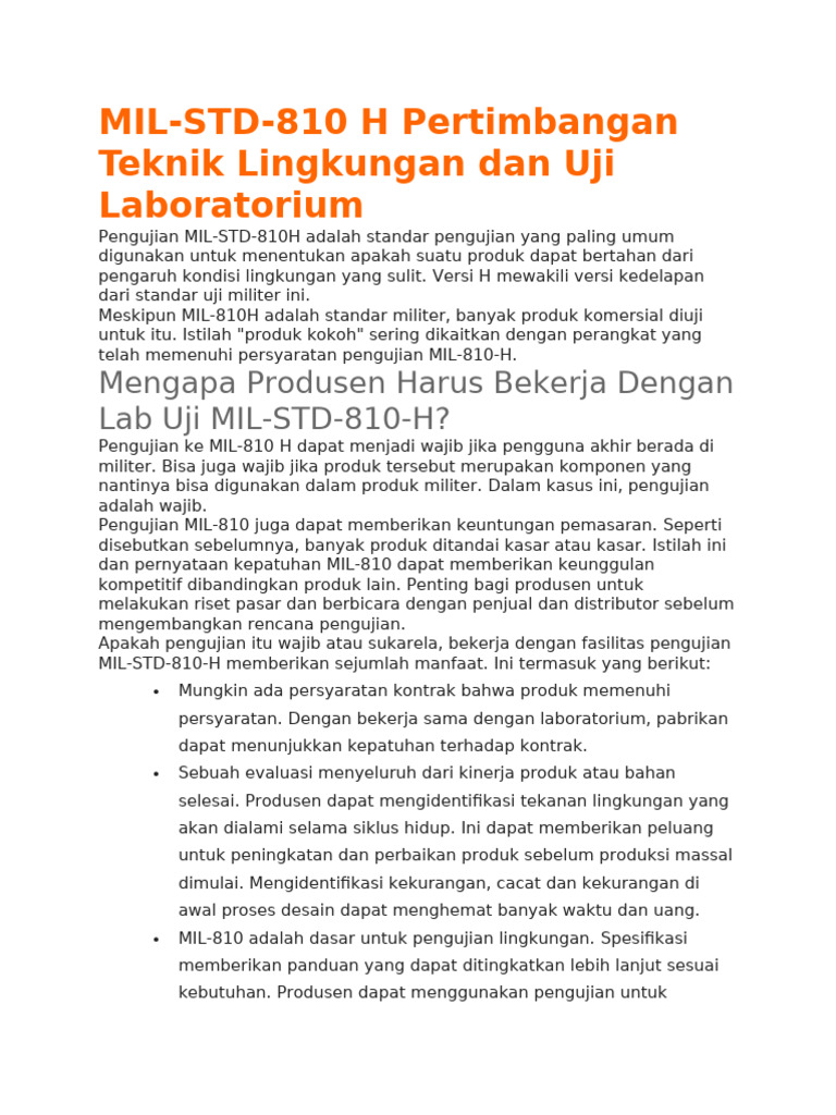 Panduan Pengujian MIL-STD-810H | PDF
