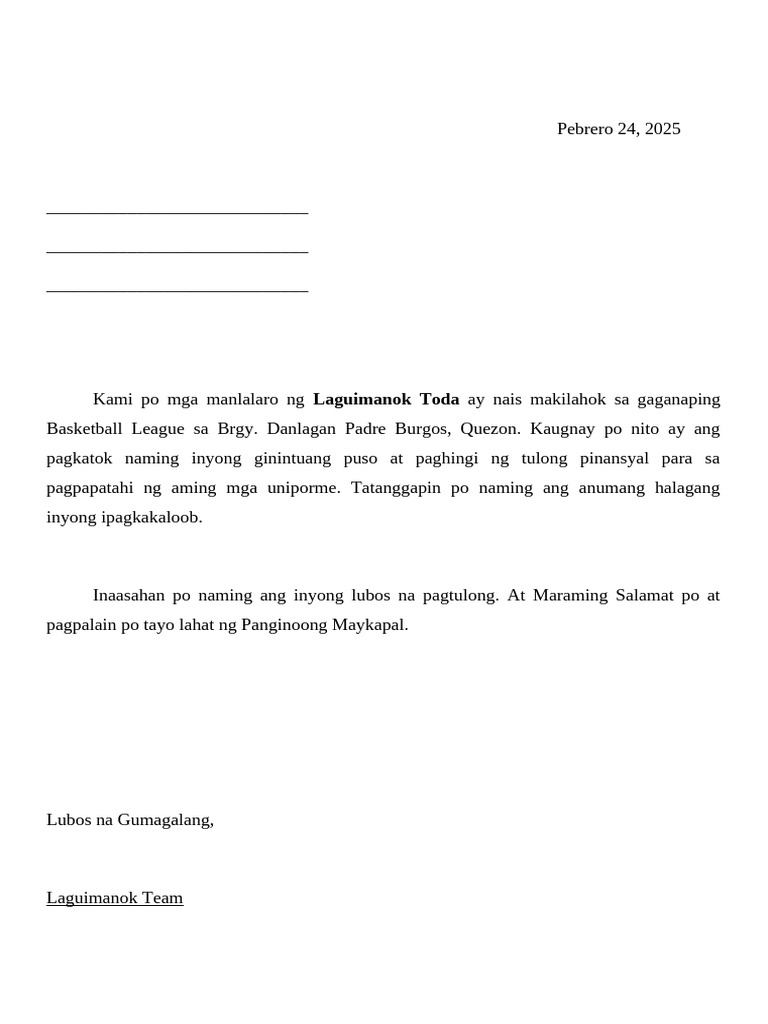 Solicitation BAsketball | PDF