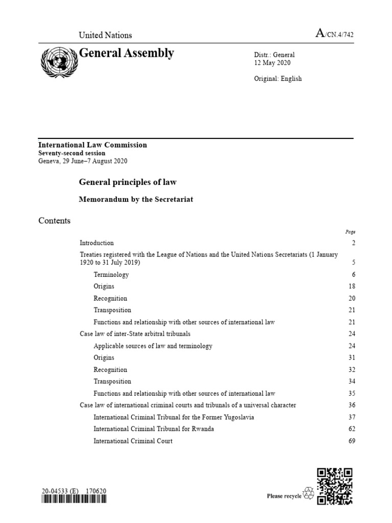 General Principles of Law Overview | PDF | International Law | Treaty