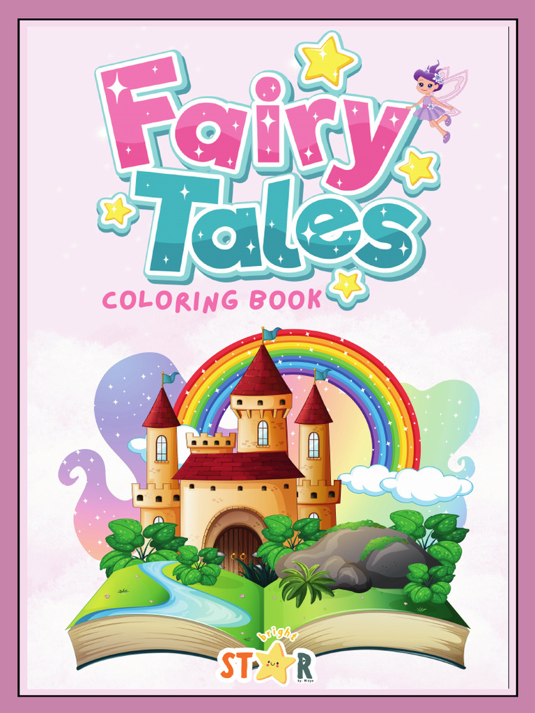 Fairy Tales Coloring Booklet Grayscale Lined Illustrations | PDF