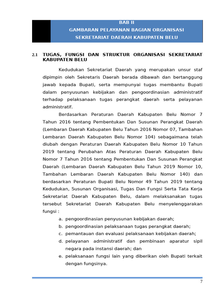 BAB II Gambaran Pelayanan Sekretariat Daerah Kabupaten Belu Ok | PDF