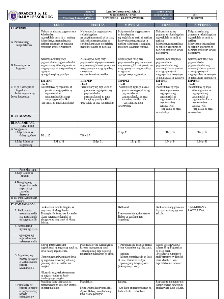 DLL_ESP 1_Q1_W8 | PDF