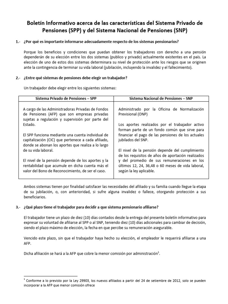 3 PE BoletinInformativo AFP ONP | PDF | Pensión | Jubilación
