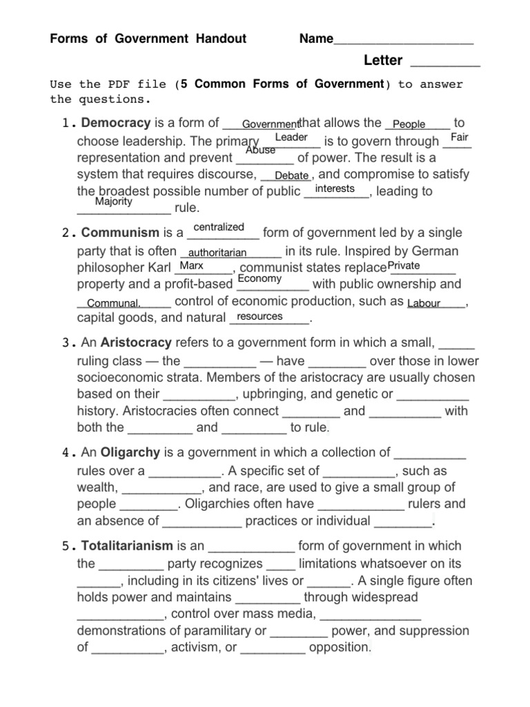 Overview of Government Forms Handout | PDF