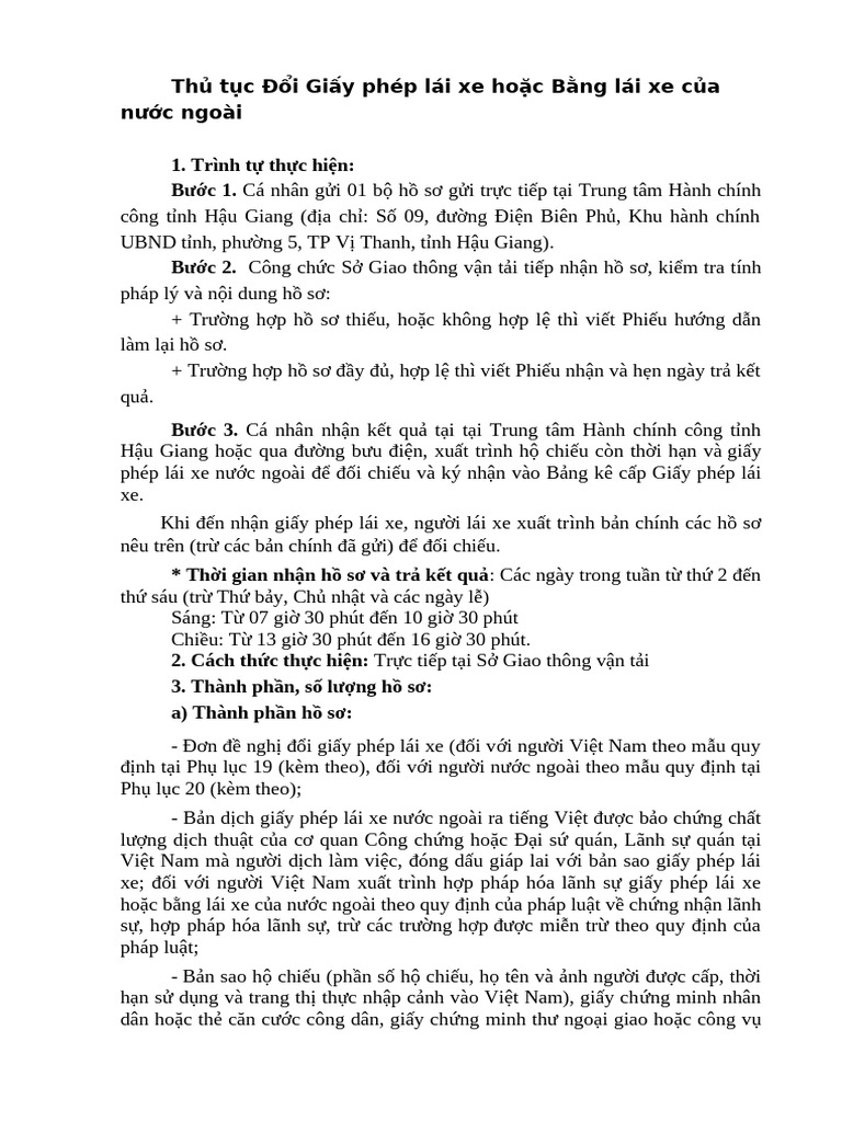 Doi Giay Phep Lai Xe Hoac Bang Lai Xe Cua Nuoc Ngoai - Doc ...