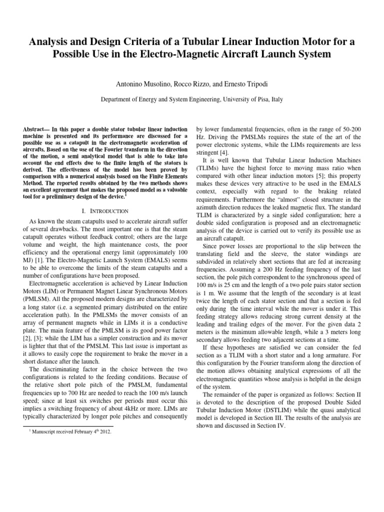 Analysis and Design Criteria of A Tubular Linear Induction Motor For A ...
