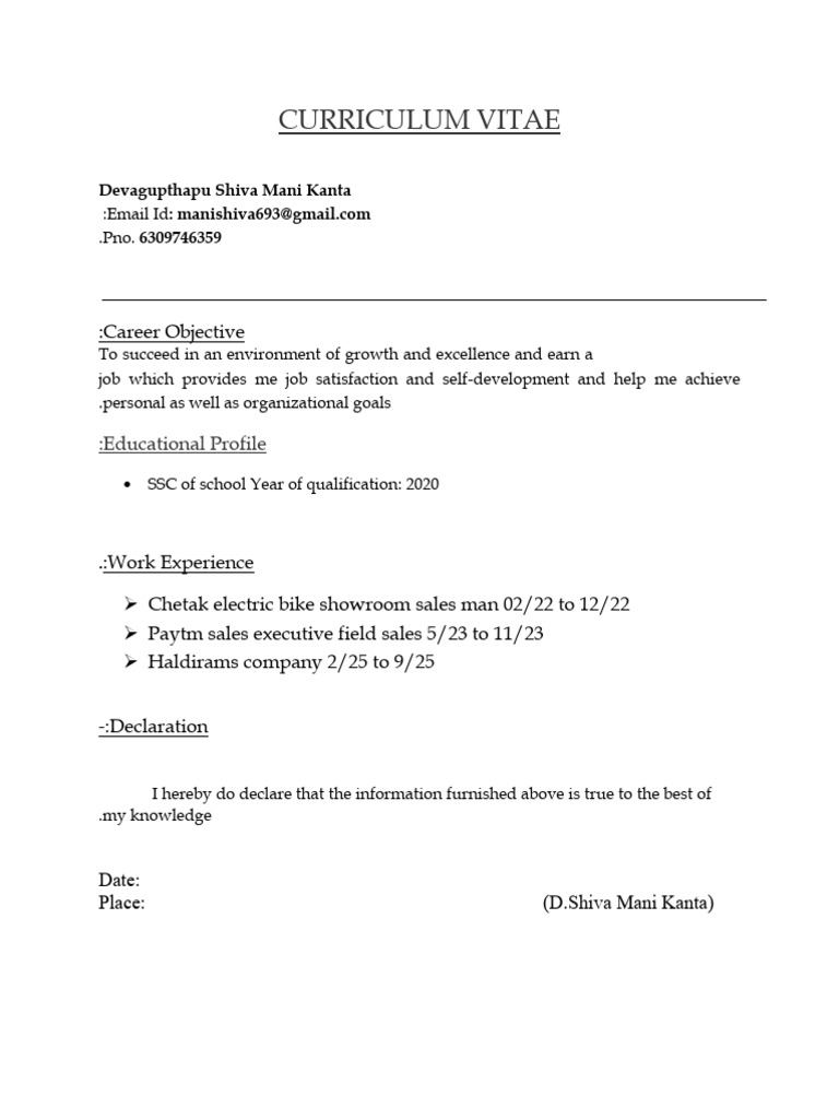 Shiva Mani Kanta - Resume | PDF
