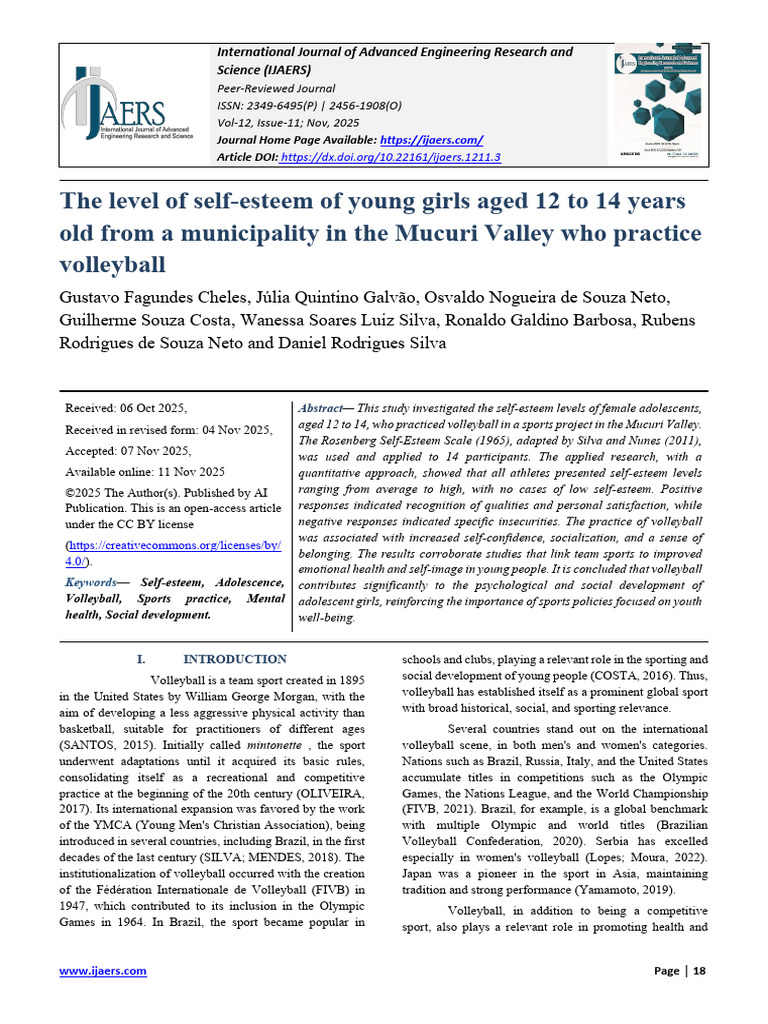 The Level of Self-Esteem of Young Girls Aged 12 To 14 Years Old From A ...