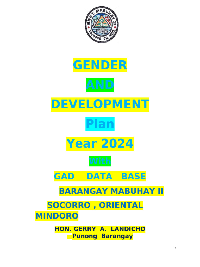 GAD Plan 2024 for Barangay Mabuhay II | PDF | Gender And Development