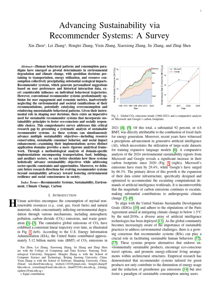 Sustainable Recommender Systems Survey | PDF