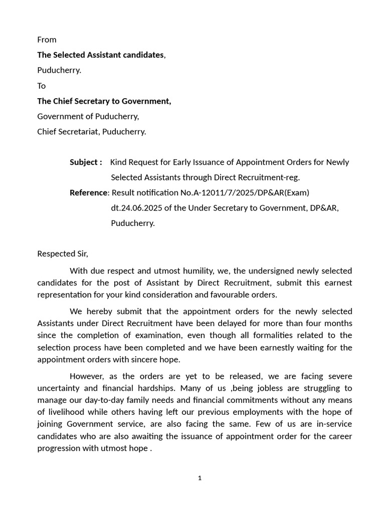 Rep Letter Chief Secretary | PDF
