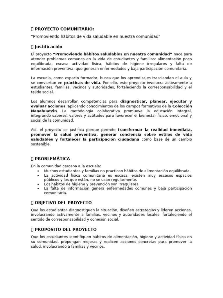 Proyecto Comunitario | PDF
