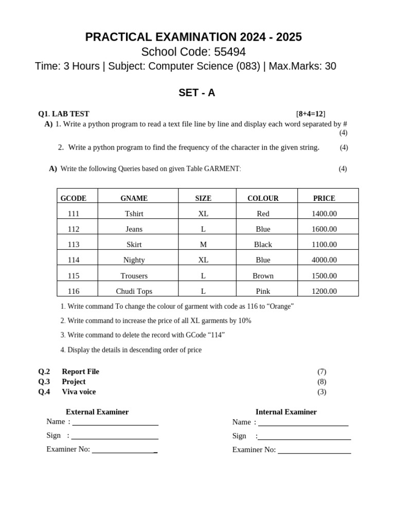 Cs Practical Set 1 | PDF