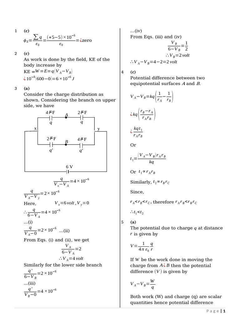 Electric Potential and Capacitance Analysis | PDF | Electricity ...