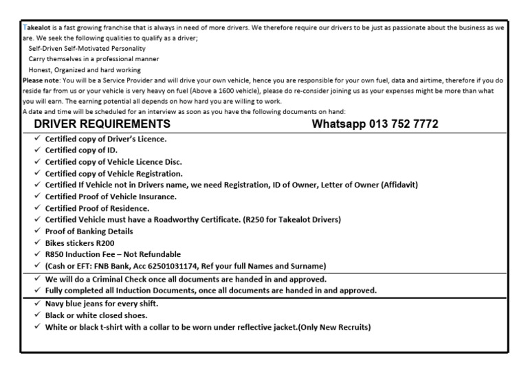 Drivers Requirements | PDF