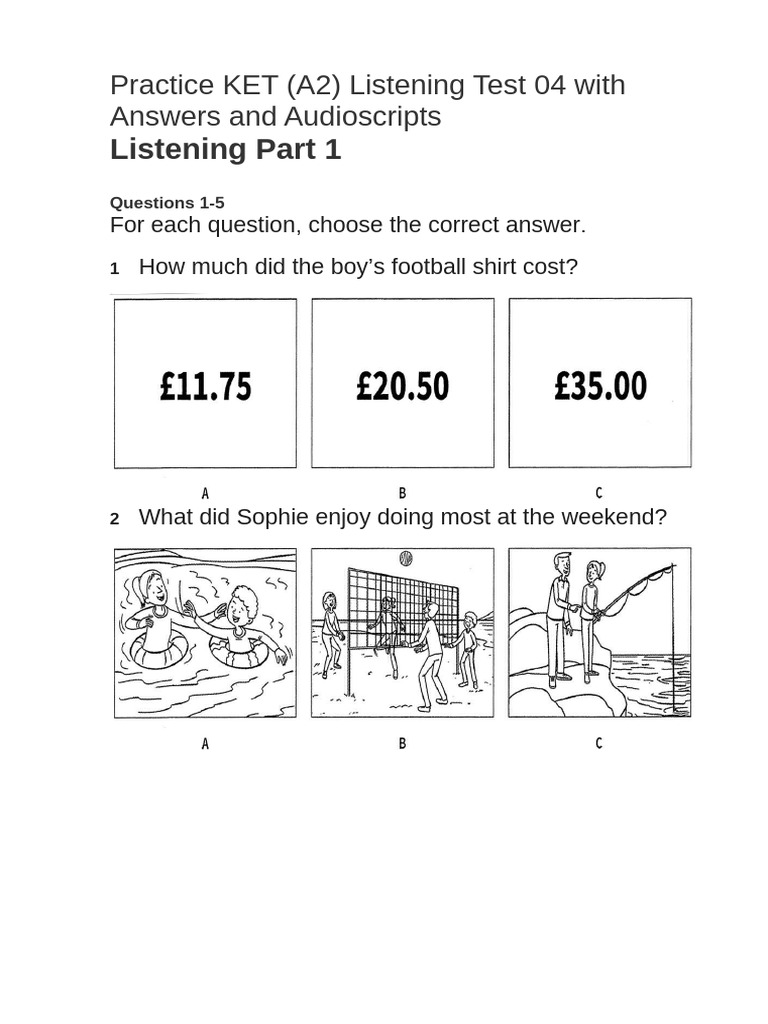 KET A2 Listening Test 04 with Answers | PDF