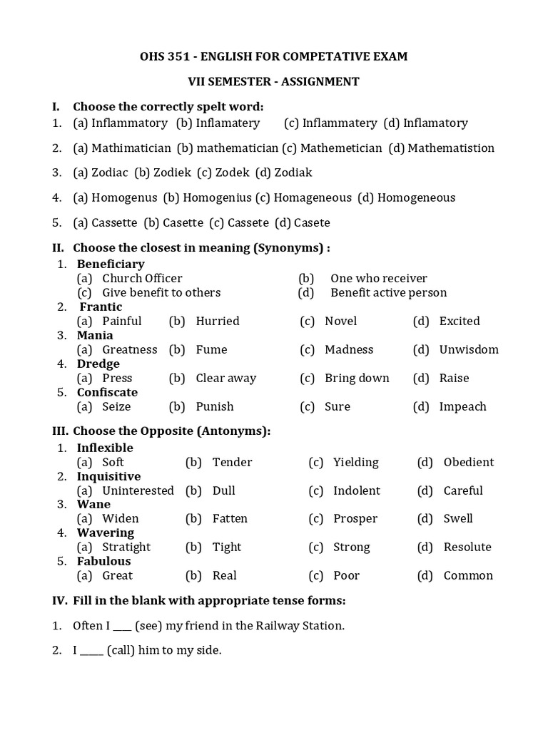 English For Competative Exam | PDF