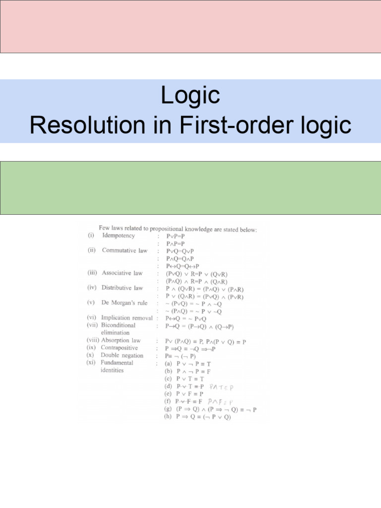 Logic and Resolution - FOL | PDF | Mathematical Logic | Logic