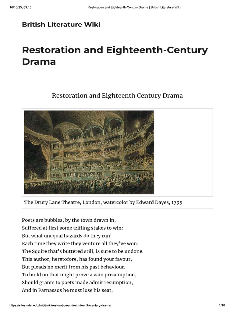 Restoration and 18th Century Drama | PDF