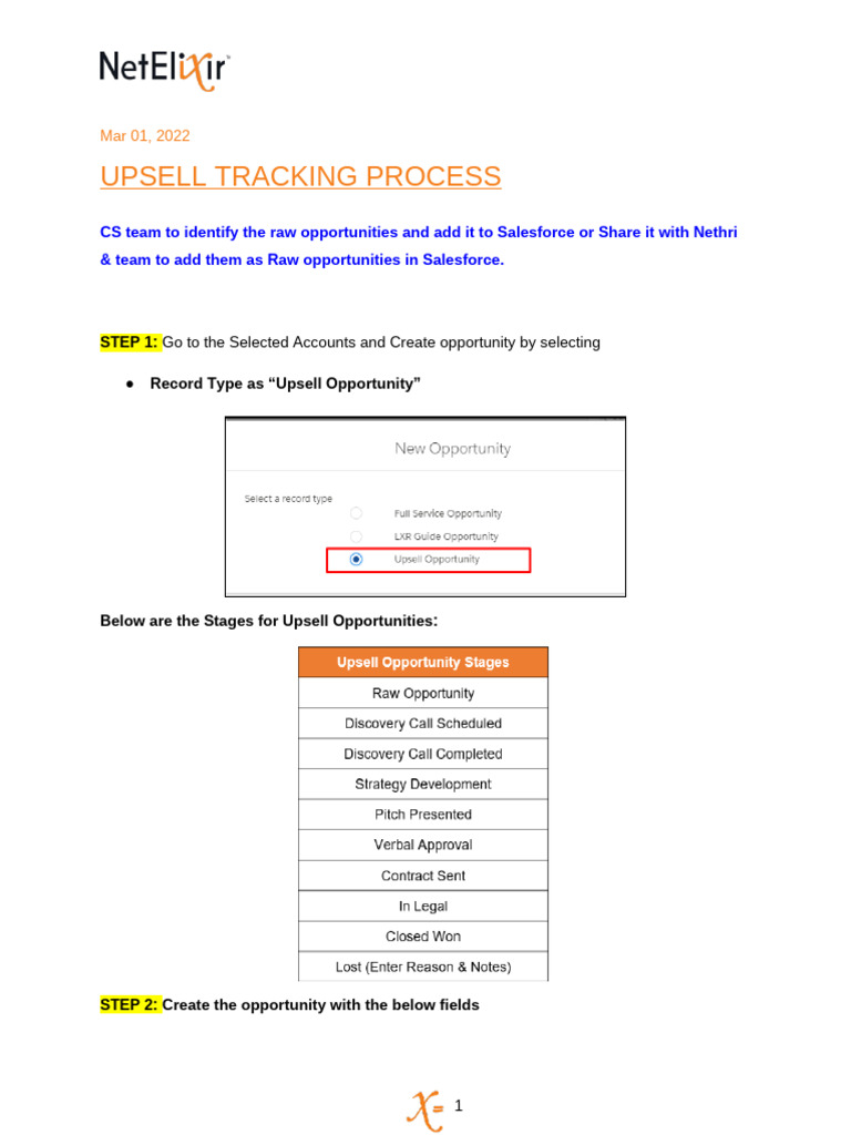 Upsell Tracking Process - 2022 | PDF