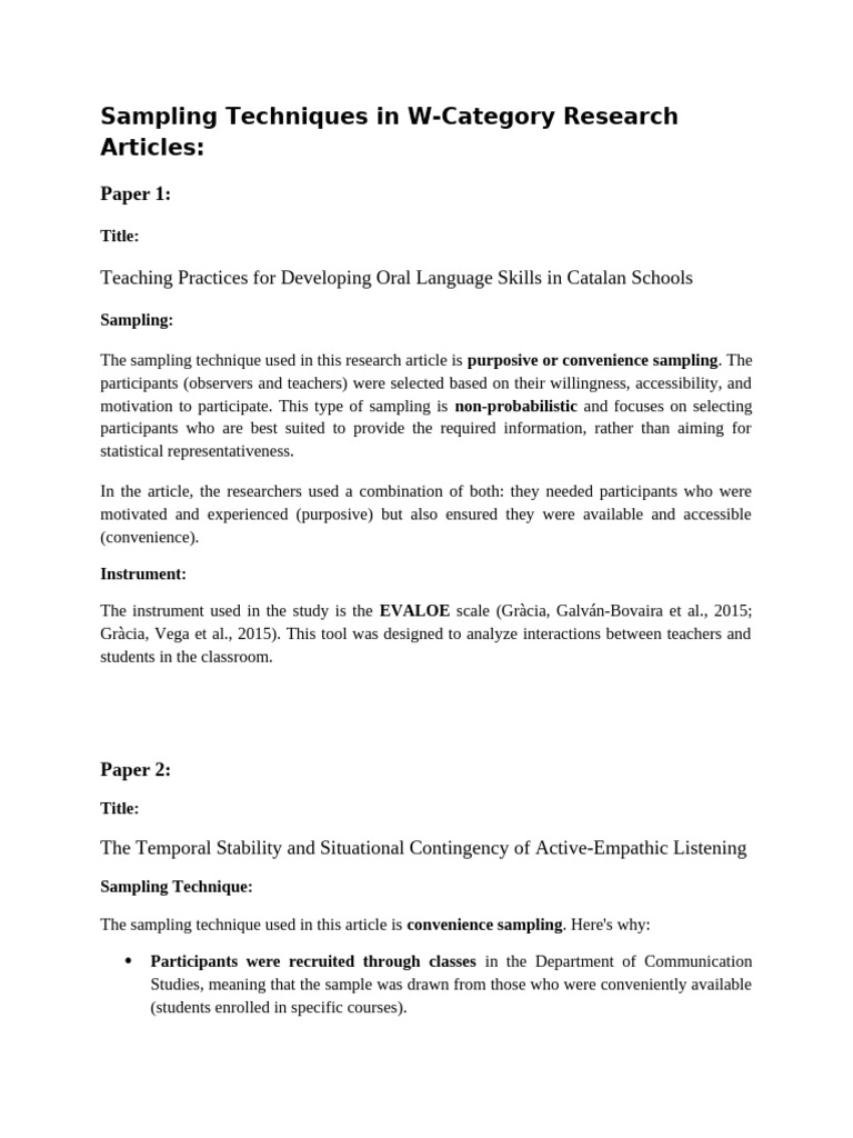 A #2 - Sampling Type and Instruments in Research Articles | PDF ...