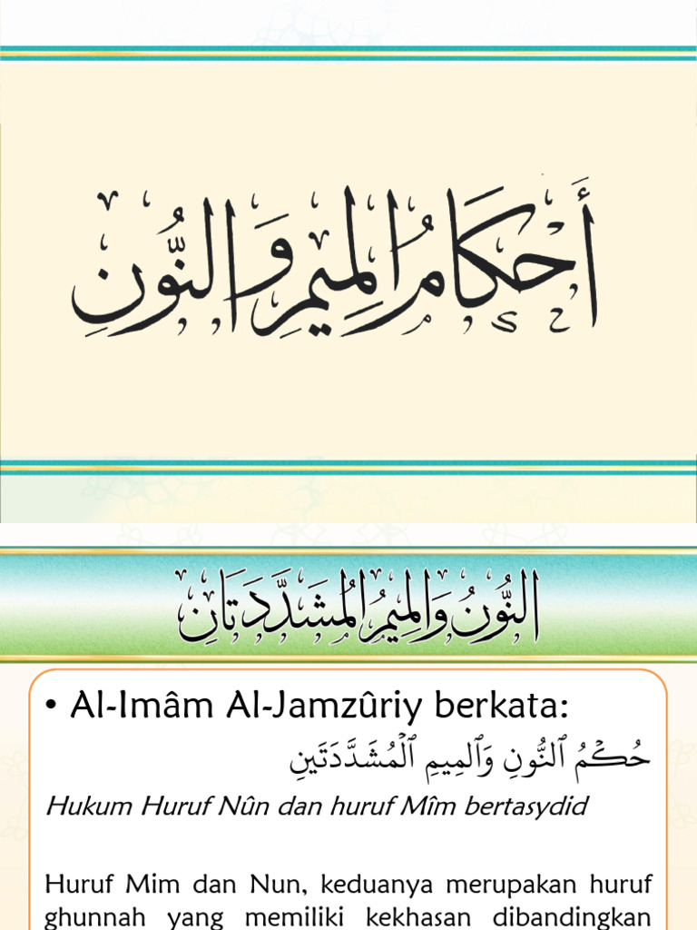 Hukum Nûn dan Mîm Bertasydid dalam Tajwid | PDF