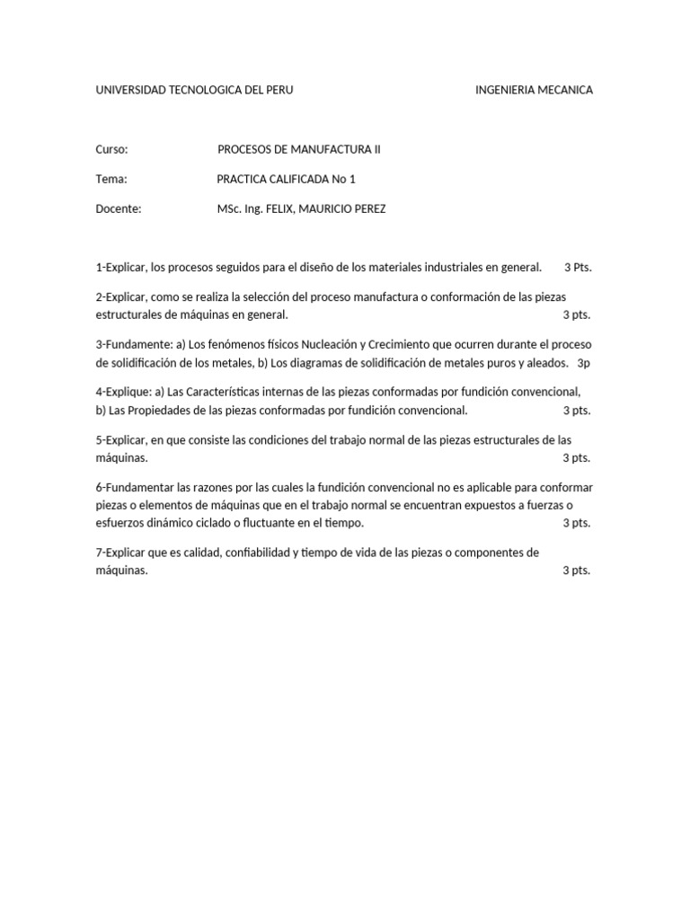 Utp Pc1 Manuf II | PDF