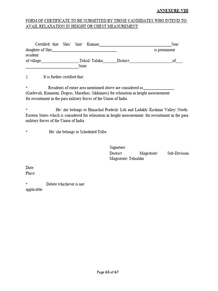 Height Relaxation Form | PDF