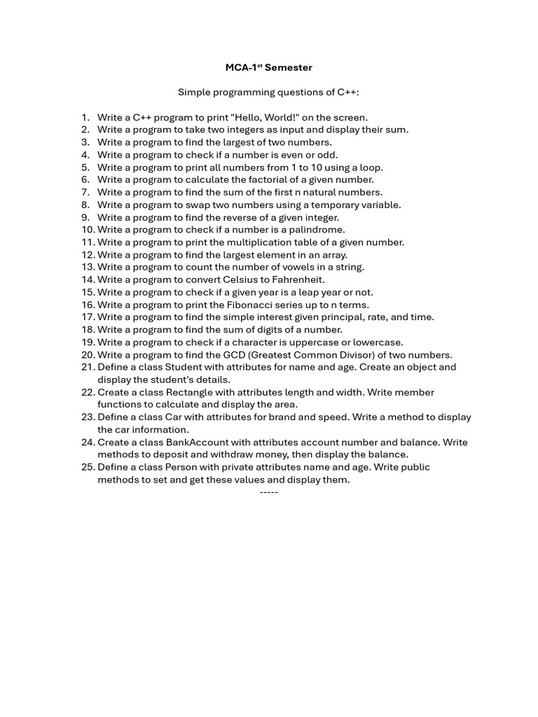 MCA-1 Semester | PDF