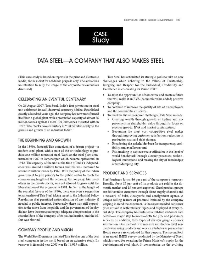 Tata Steel Corporate Ethics Overview | PDF | Economies
