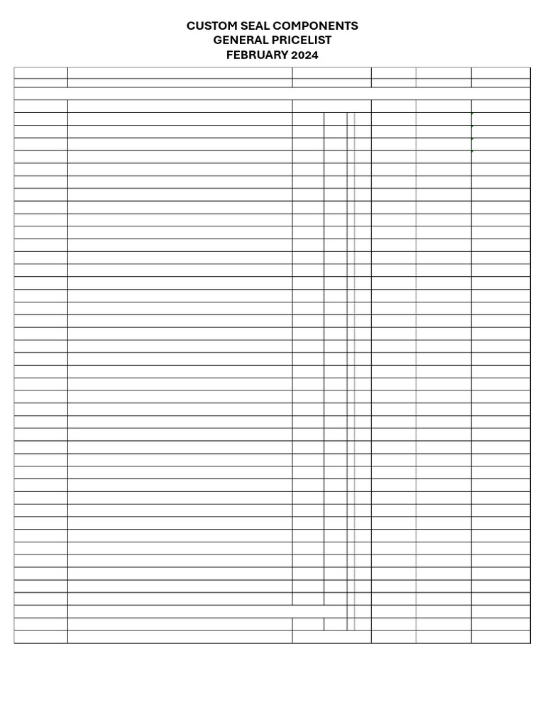 Custom Seal Components Price List 2024 | PDF