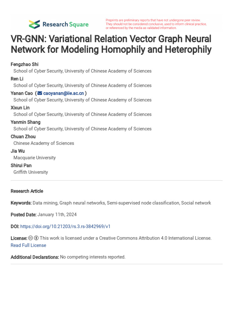VR-GNN Variational Relation Vector Graph Neural Ne | PDF | Applied Mathematics