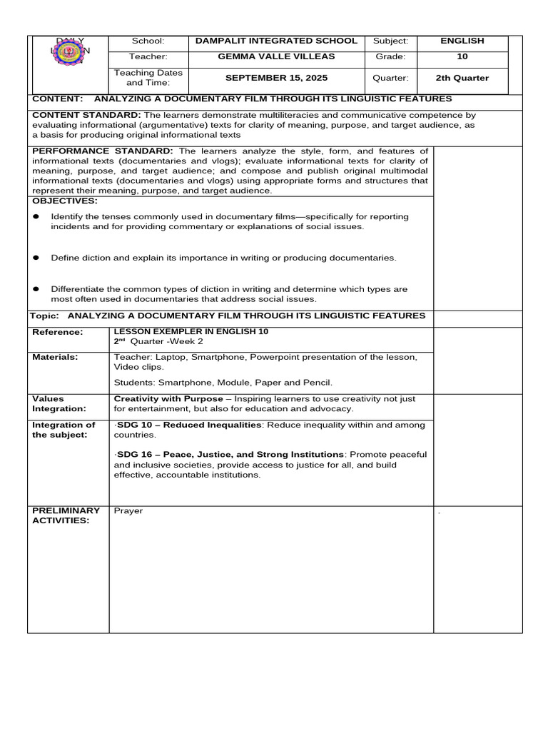 DLP Quarter 2 Week 2 Day 1 | PDF | Learning | Human Communication