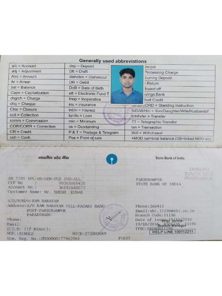 Bank Pass Book | PDF