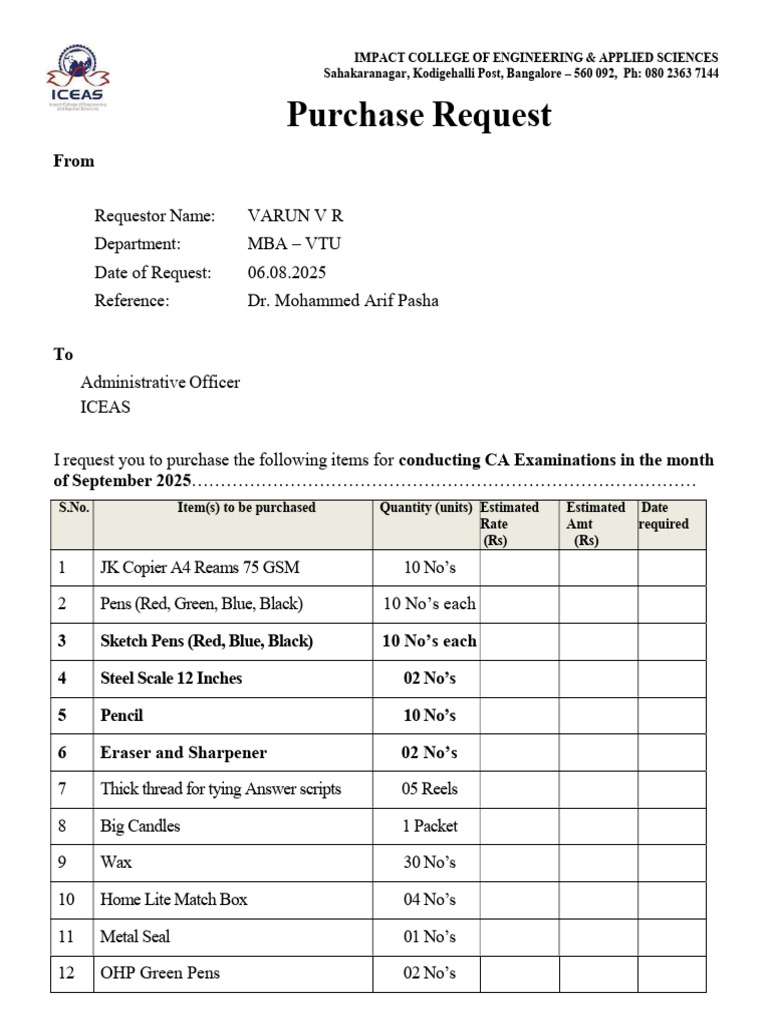 ca stationery request | PDF | Stationery