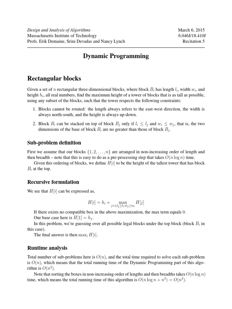 MIT6_046JS15_Recitation5 | PDF | Mathematics | Computer Science