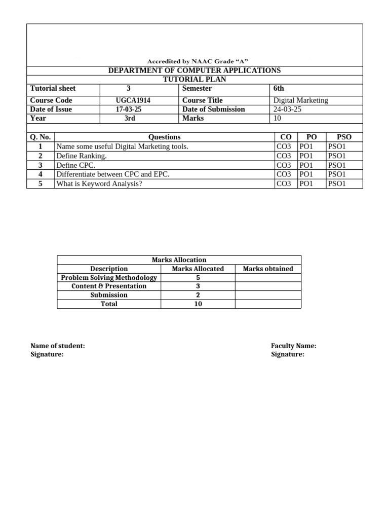 Tutorial Sheet-3 of DM | PDF