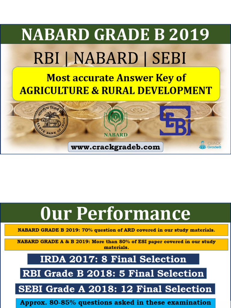 NABARD Grade B 2019 ARD Answer Key | PDF | Agriculture | Animal Feed