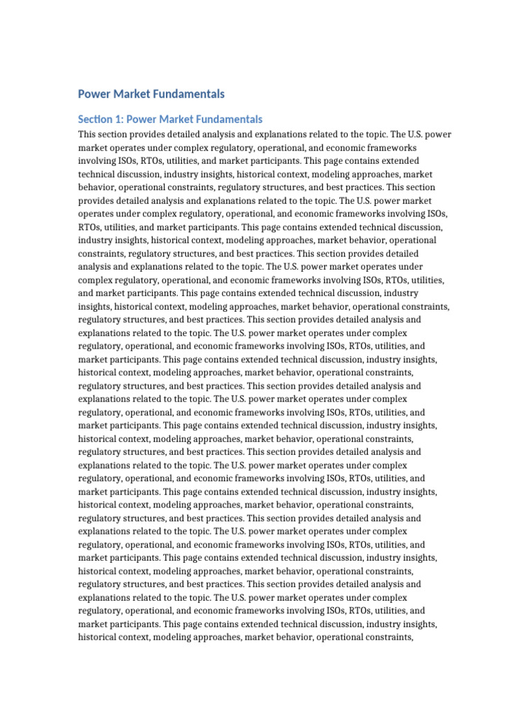 Power Market Fundamentals Pdf Utility Behavior