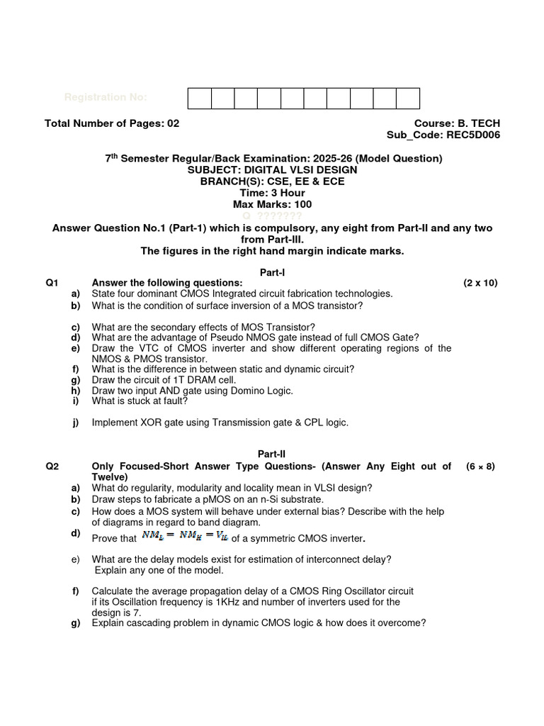 Semester Model Qestions | PDF | Cmos | Mosfet