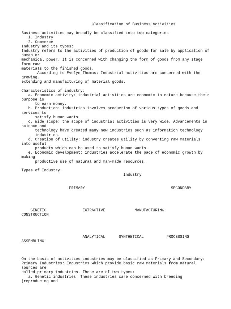 888571139 Classification of Business Activities | PDF | Commerce | Goods