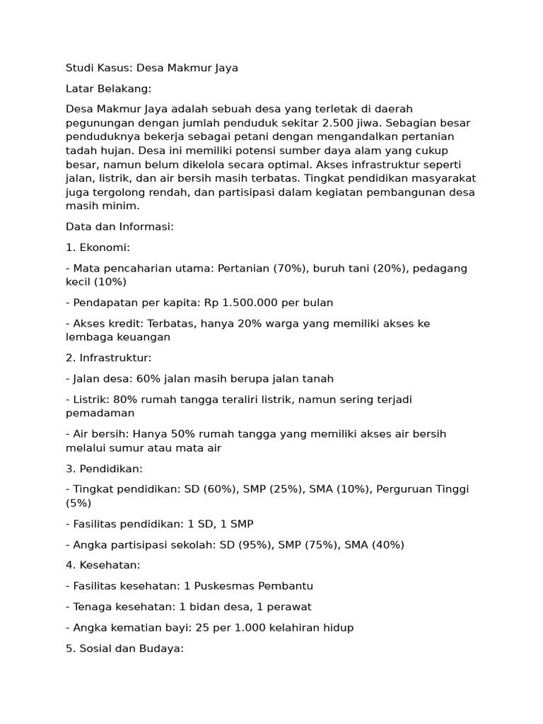 Analisis Pengembangan Desa Makmur Jaya | PDF