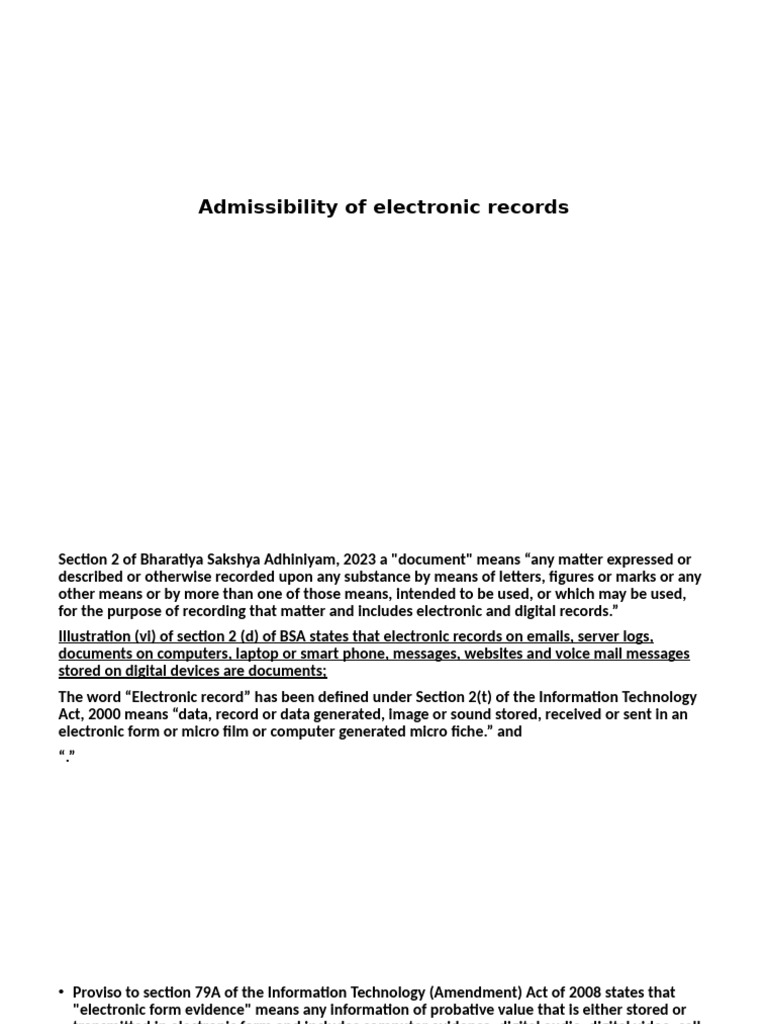 Admissibility of Electronic Records in Law | PDF | Signature | Information