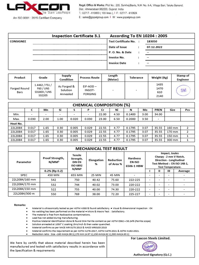 F51, F60, 31803, 2205 Laxcon Dia 160, 170, 150, 300mm 183050 | PDF ...