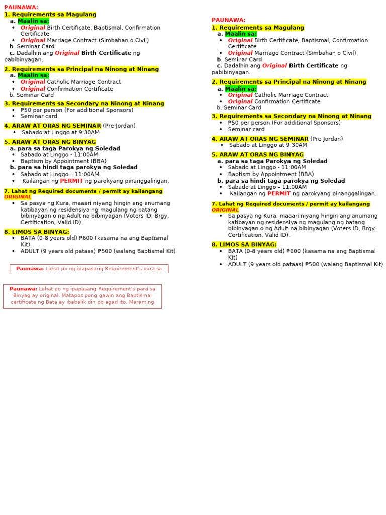 FORM - Binyag - Back A4 2025 | PDF