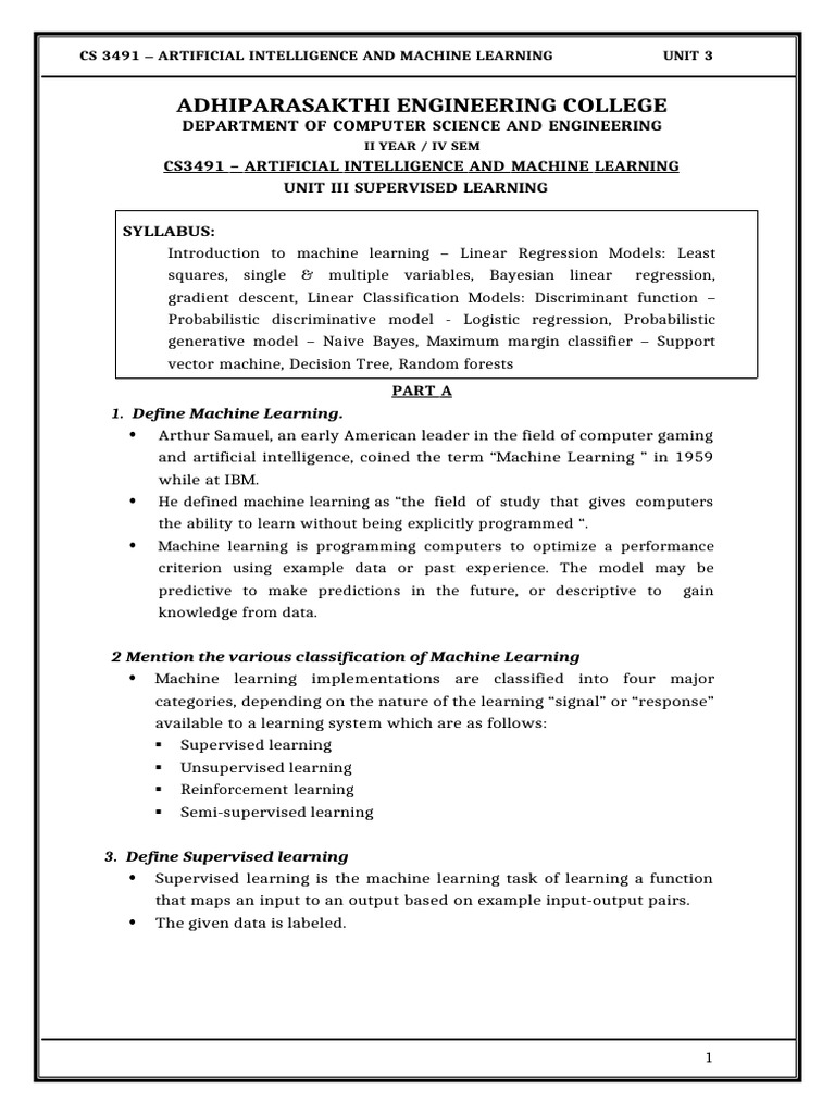 AI UNIT 3 | PDF | Support Vector Machine | Machine Learning