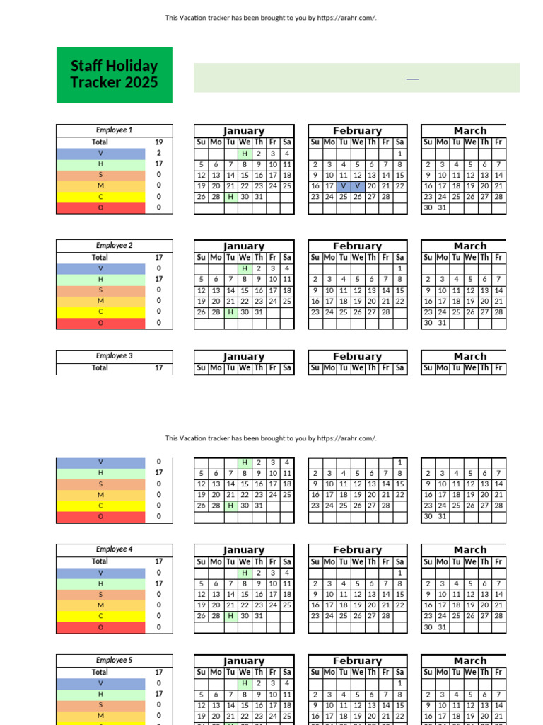Staff Holiday Spreadsheet Template | PDF | Christian Festivals And Holy ...